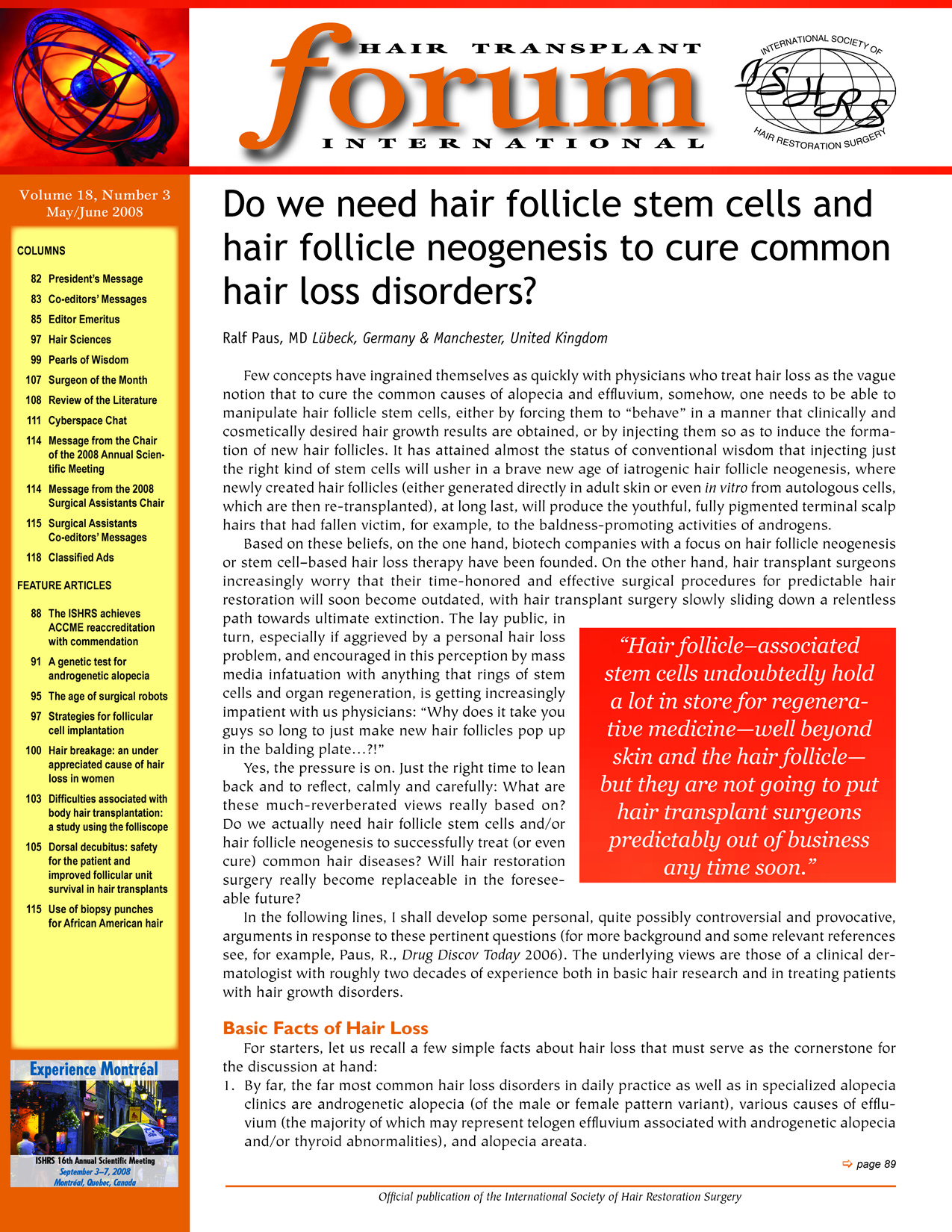 Review of the Literature: Dermatology | Hair Transplant Forum International